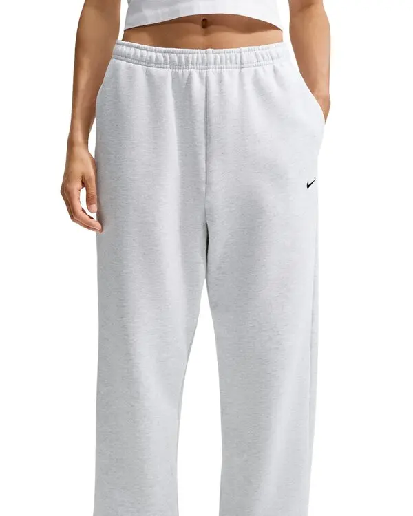 Nike Studio Fleece Medium Weight High Rise Oversized Cuffed Pants - Birch Heather/black