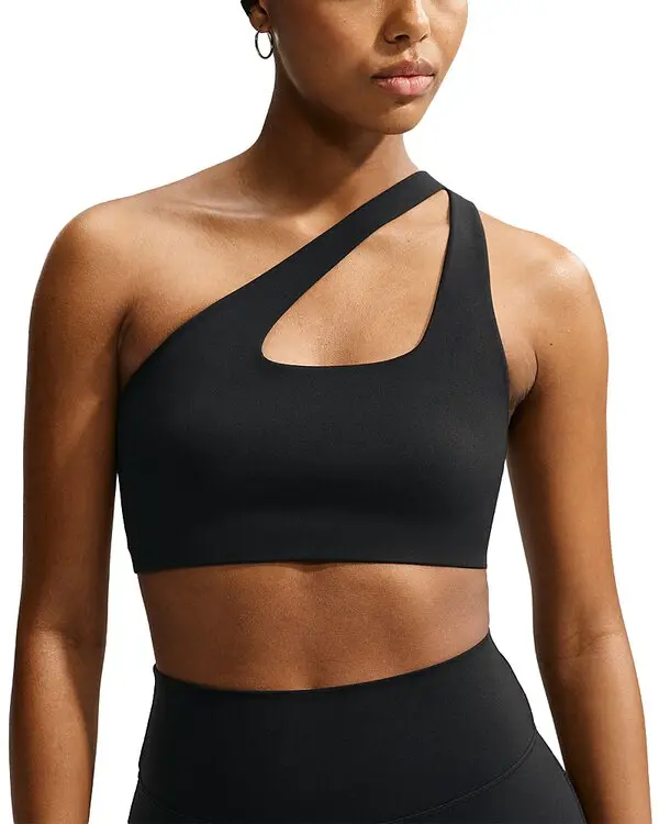 Nike Zenvy Asymmetrical Light Support Sports Bra - Black/cool Grey