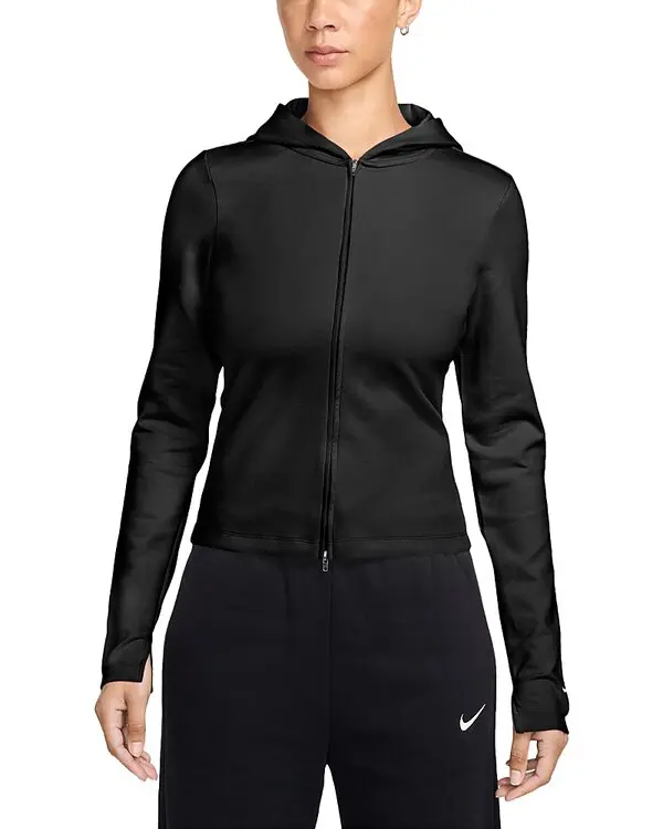 Nike Sportswear Chill Knit Slim Long Sleeve Full Zip Top - Black/white