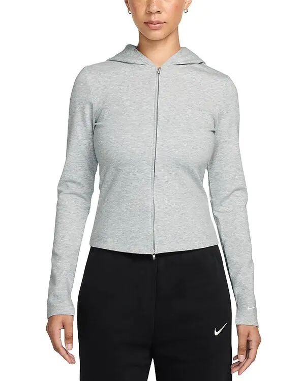Nike Sportswear Chill Knit Slim Long Sleeve Full Zip Top - Wolf Grey/heather White