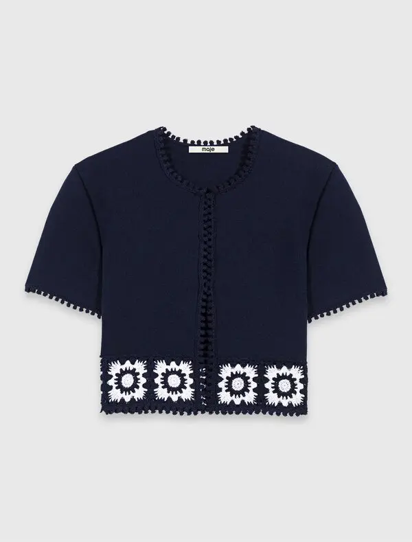 Maje Cardigan With Crochet Panels