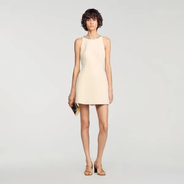 Sandro Mini Dress With Jewel Detail - Pink