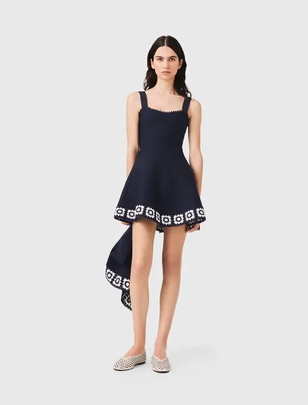 Maje Dress With Crochet Panels - White