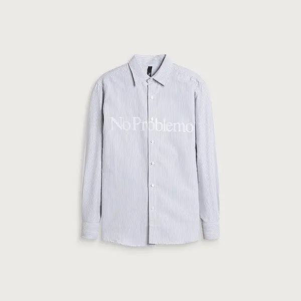 NO PROBLEMO Oxford Stripe Ls Shirt - Grey