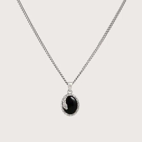 SERGE DENIMES Onyx Serpent Necklace - Silver