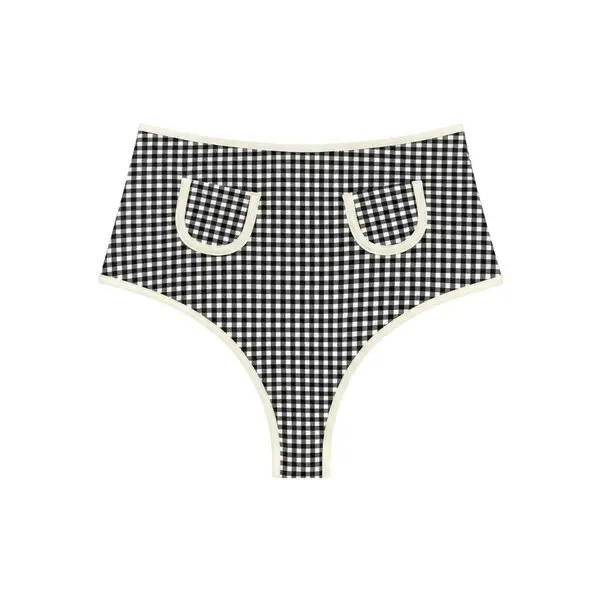 MONTCE Black & White Micro Gingham Polly Bikini Bottom - Black/white