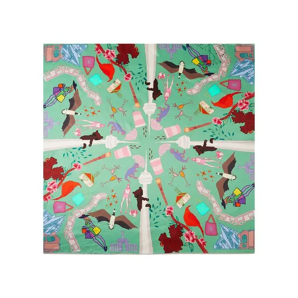 SOFT STROKES SILK Toronto Pure Silk Large Square Scarf - Green