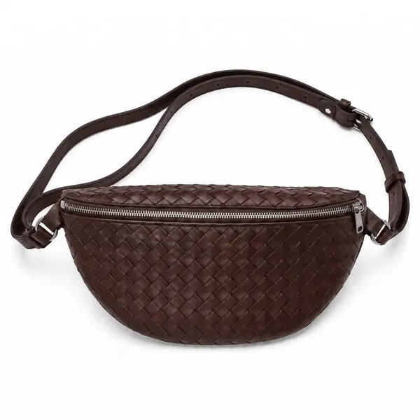 Mauritius Woven Leather Crossbody Bag Parker - Brown
