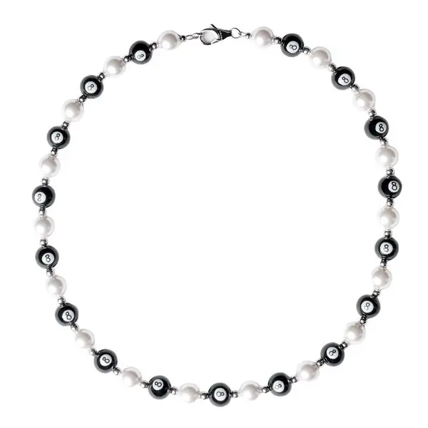 WHYAT Black / White Hand-painted Pool-ball Pearl Necklace