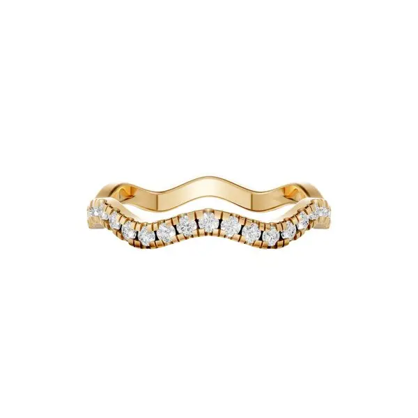 AYA FINE JEWELRY Wren Wavy Round Cut Lab Grown Diamond Half Eternity Band In Gold - Yellow