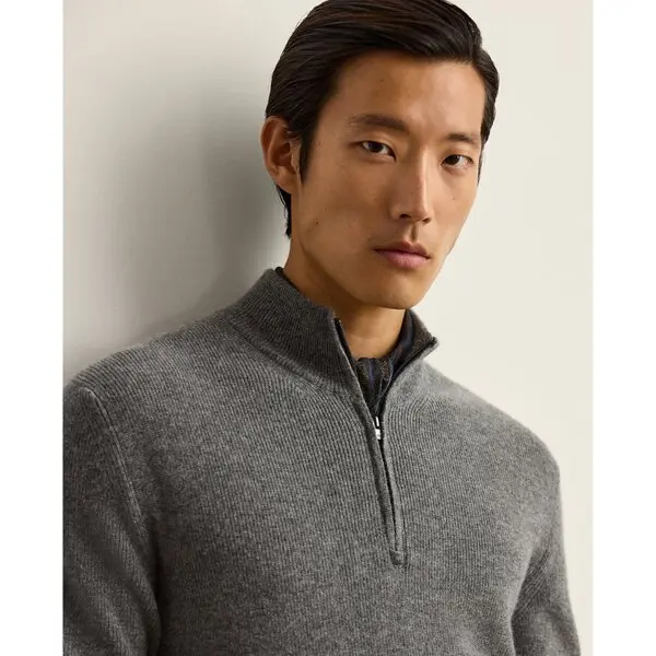 Ralph Lauren Textured Cashmere Quarter-zip Sweater