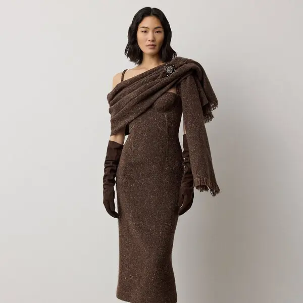 Ralph Lauren Jocey Wool-blend Donegal Tweed Day Dress