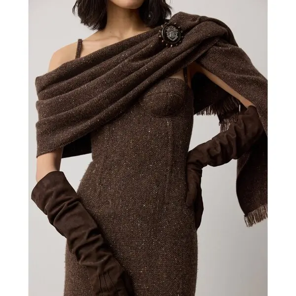 Ralph Lauren Jocey Wool-blend Donegal Tweed Day Dress