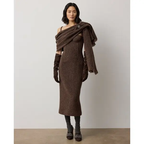 Ralph Lauren Jocey Wool-blend Donegal Tweed Day Dress