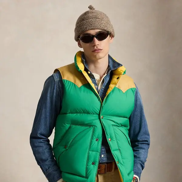 Ralph Lauren Leather-yoke Down Vest - Stem