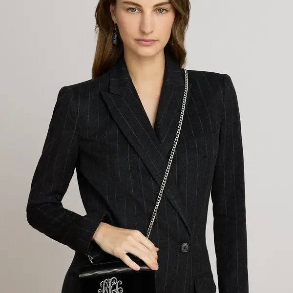 Ralph Lauren Logo Velvet Small Hallee Crossbody Bag - Black