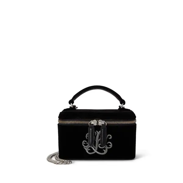 Ralph Lauren Logo Velvet Small Hallee Crossbody Bag - Black