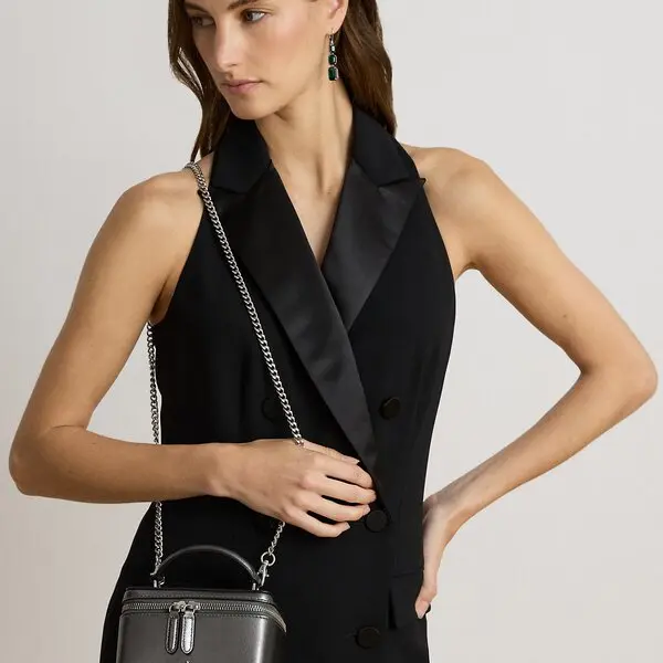 Ralph Lauren Metallic Small Hallee Crossbody Bag - Dark Pewter