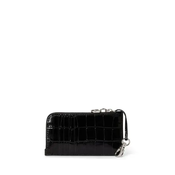 Ralph Lauren Croc-embossed Leather L-zip Card Case - Black