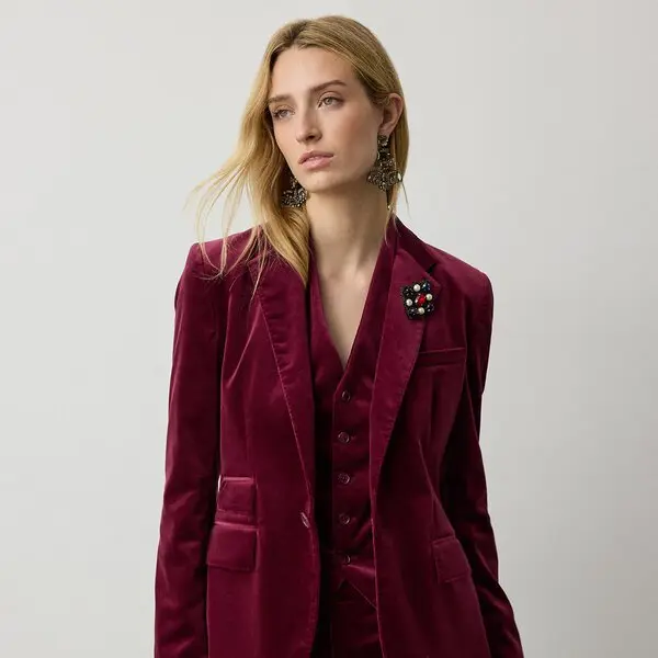 Ralph Lauren Parker Stretch Velvet Jacket - Carmine