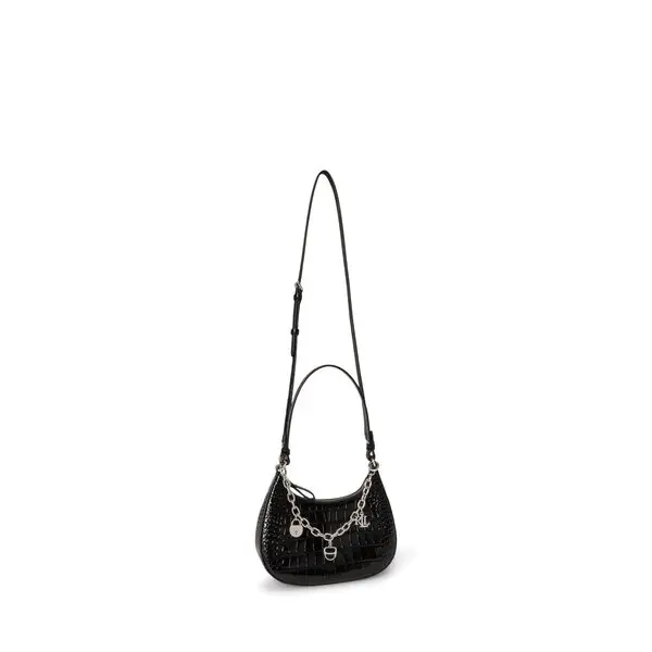 Ralph Lauren Embossed Medium Marcy Zip Shoulder Bag