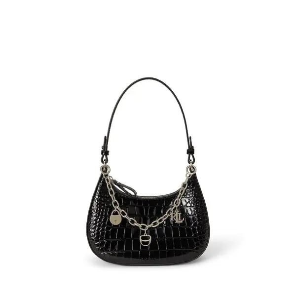 Ralph Lauren Embossed Medium Marcy Zip Shoulder Bag