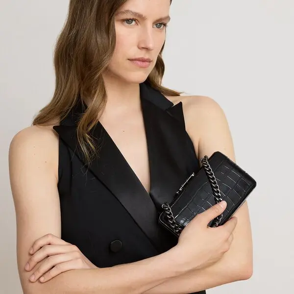 Ralph Lauren Croc-embossed Small Franki Clutch - Black