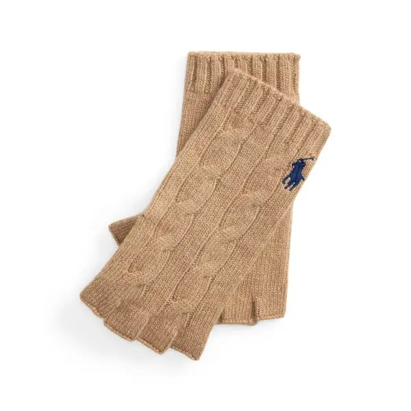 Ralph Lauren Cable Wool-cashmere Fingerless Gloves - Camel