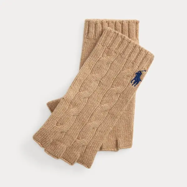 Ralph Lauren Cable Wool-cashmere Fingerless Gloves - Camel
