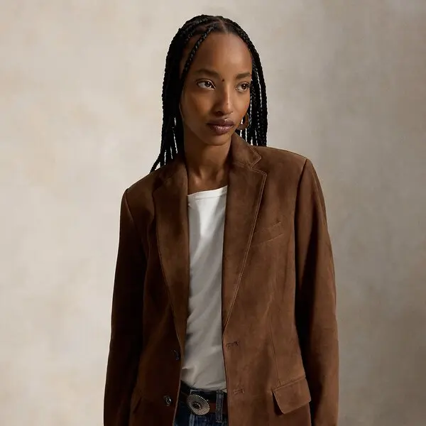 Ralph Lauren Single-breasted Suede Blazer - Umber