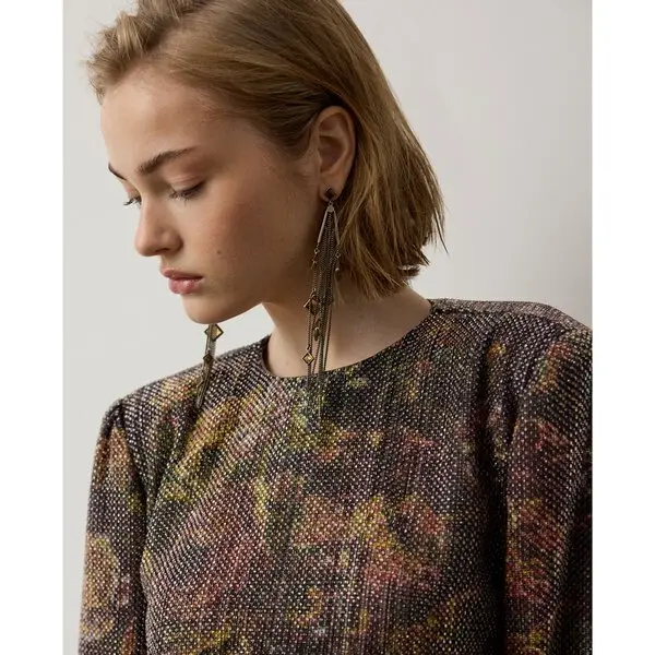 Ralph Lauren Keney Embellished Floral Long Sleeve Mini Dress