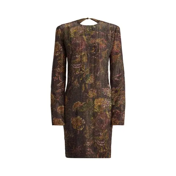 Ralph Lauren Keney Embellished Floral Long Sleeve Mini Dress