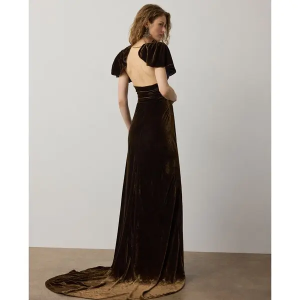 Ralph Lauren Charisse Changeant Velvet Evening Dress
