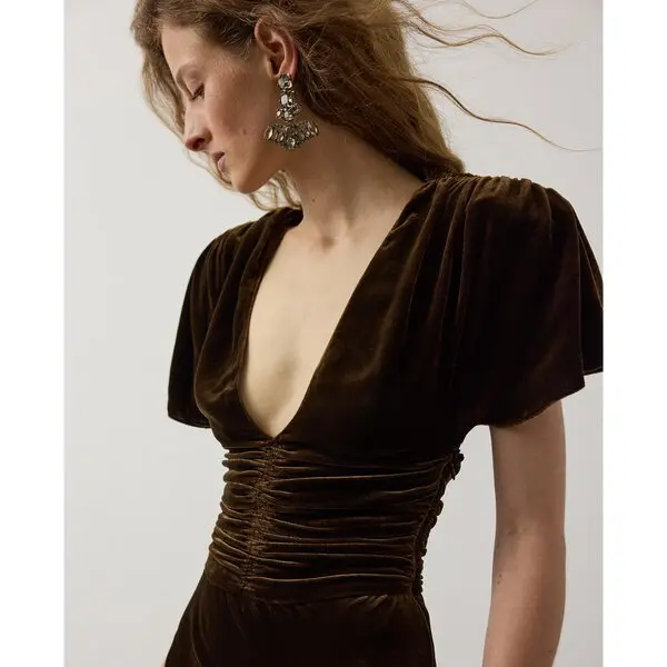 Ralph Lauren Charisse Changeant Velvet Evening Dress