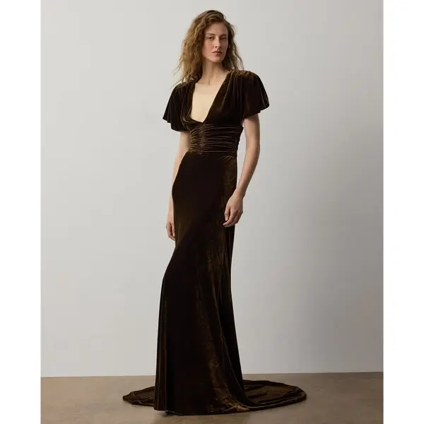 Ralph Lauren Charisse Changeant Velvet Evening Dress
