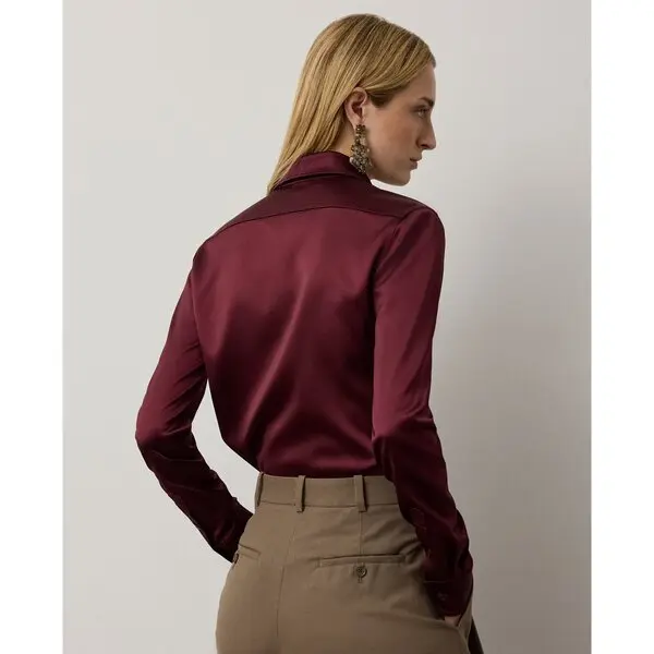 Ralph Lauren Cameron Ii Straight Fit Satin Shirt