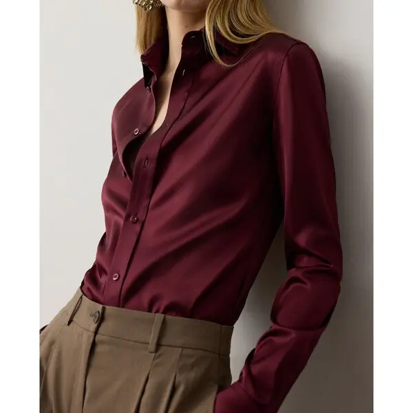Ralph Lauren Cameron Ii Straight Fit Satin Shirt