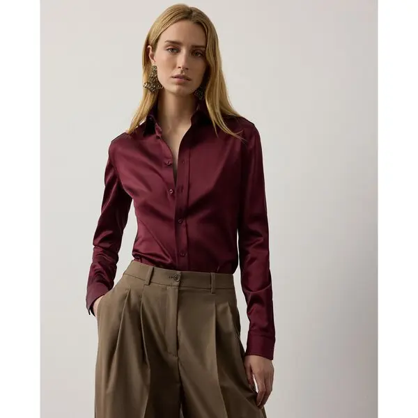Ralph Lauren Cameron Ii Straight Fit Satin Shirt