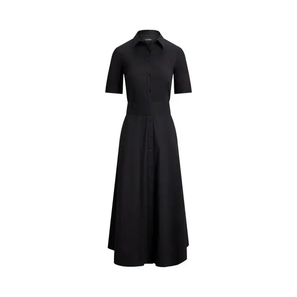 Ralph Lauren Belted Stretch-cotton Blend Midi Shirtdress - Black