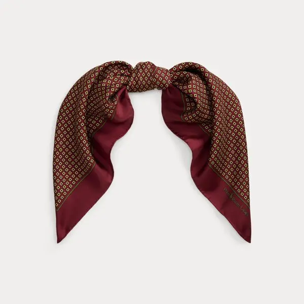 Ralph Lauren Foulard Silk Square Scarf - Wine Multi