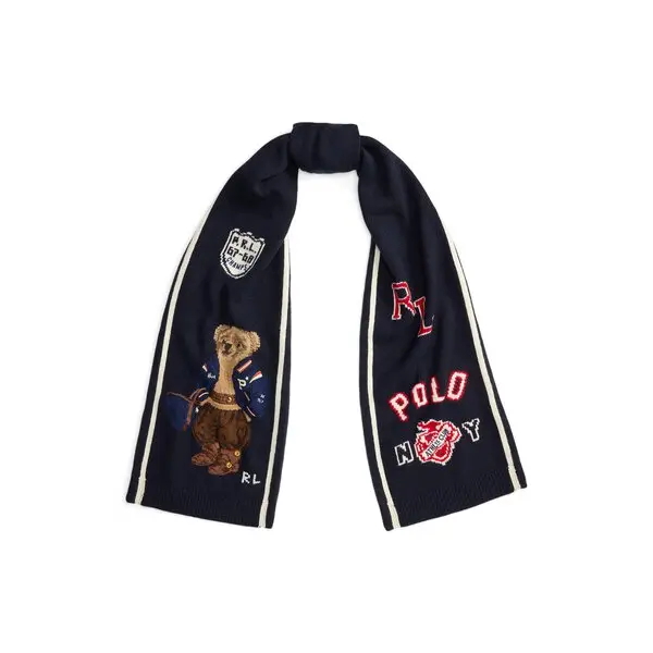 Ralph Lauren Polo Bear Graphic Wool-blend Scarf