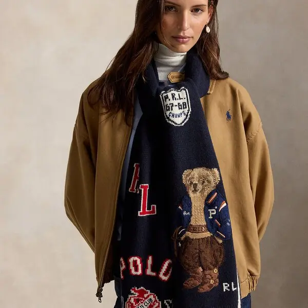Ralph Lauren Polo Bear Graphic Wool-blend Scarf - Multi