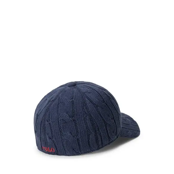 Ralph Lauren Cable-knit Cotton Ball Cap - Navy