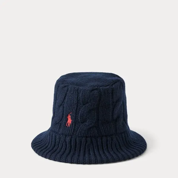 Ralph Lauren Cable-knit Wool-blend Bucket Hat - Hunter Navy