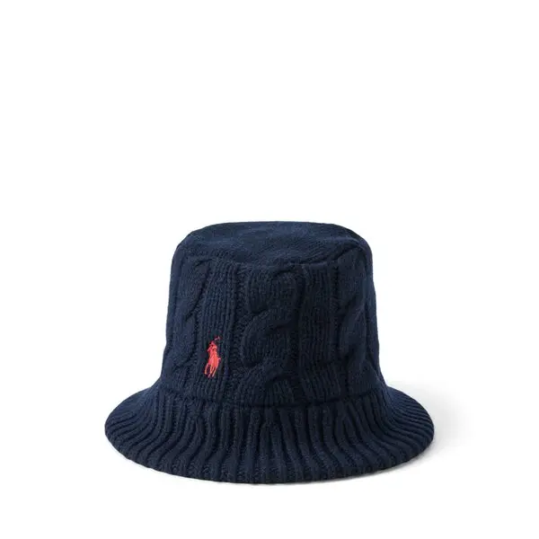 Ralph Lauren Cable-knit Wool-blend Bucket Hat - Hunter Navy