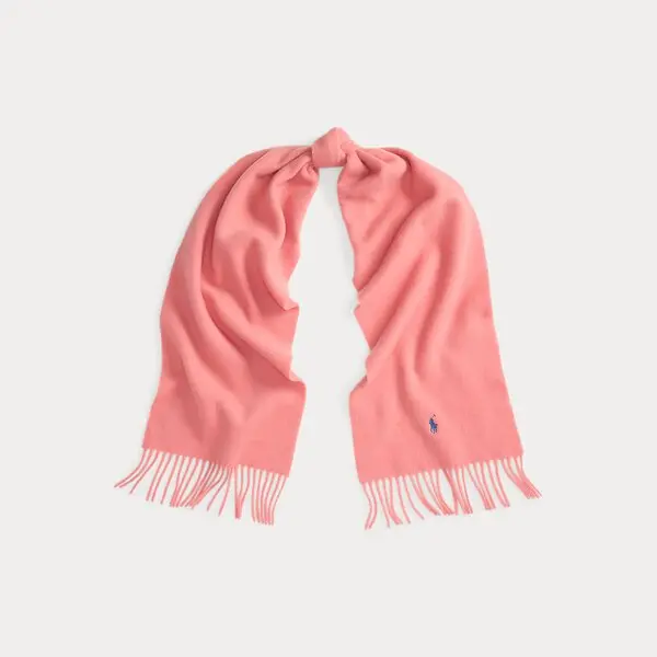 Ralph Lauren Fringe-trim Wool Scarf - Berry