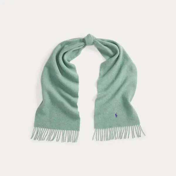 Ralph Lauren Fringe-trim Wool Scarf - Green