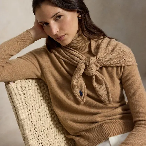 Ralph Lauren Wool-cashmere Triangle Scarf - Camel