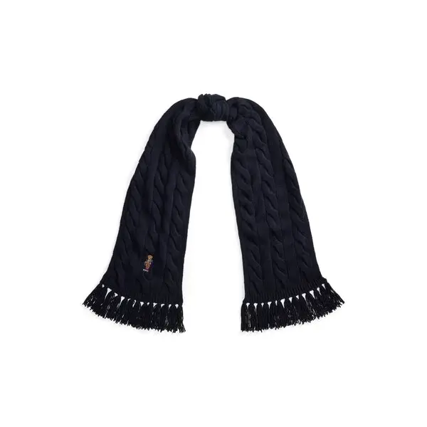Ralph Lauren Polo Bear Cable-knit Scarf - Navy