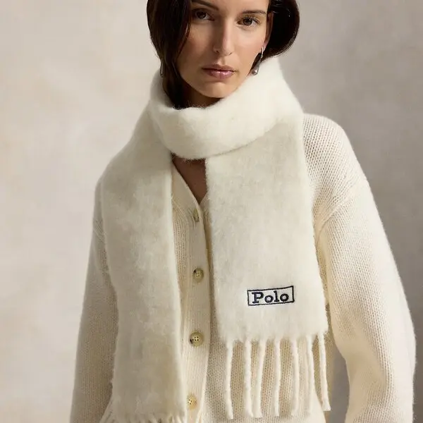 Ralph Lauren Brushed Wool-blend Fringe Scarf - Cream